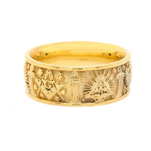 Gold Mason Ring Masonic Ring Solid 14k Yellow Gold Ring - Etsy