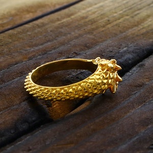 Dragon Ouroboros Ring, Emerald Eye Dragon Ring, 14k Solid Gold Ring ...