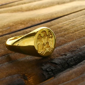 Napoleonic Eagle Ring, Napoleon Ring, Wax Seal Signet Ring, Men's Gold ...