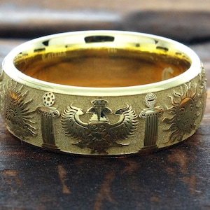 Masonic Ring, Men's 14k Gold Masonic Ring, Mason Ring, Freemason Ring ...