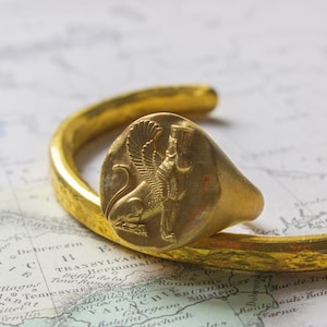 14k Gold Ring Ancient Persian Ring Signet Ring Historic Jewelry ...