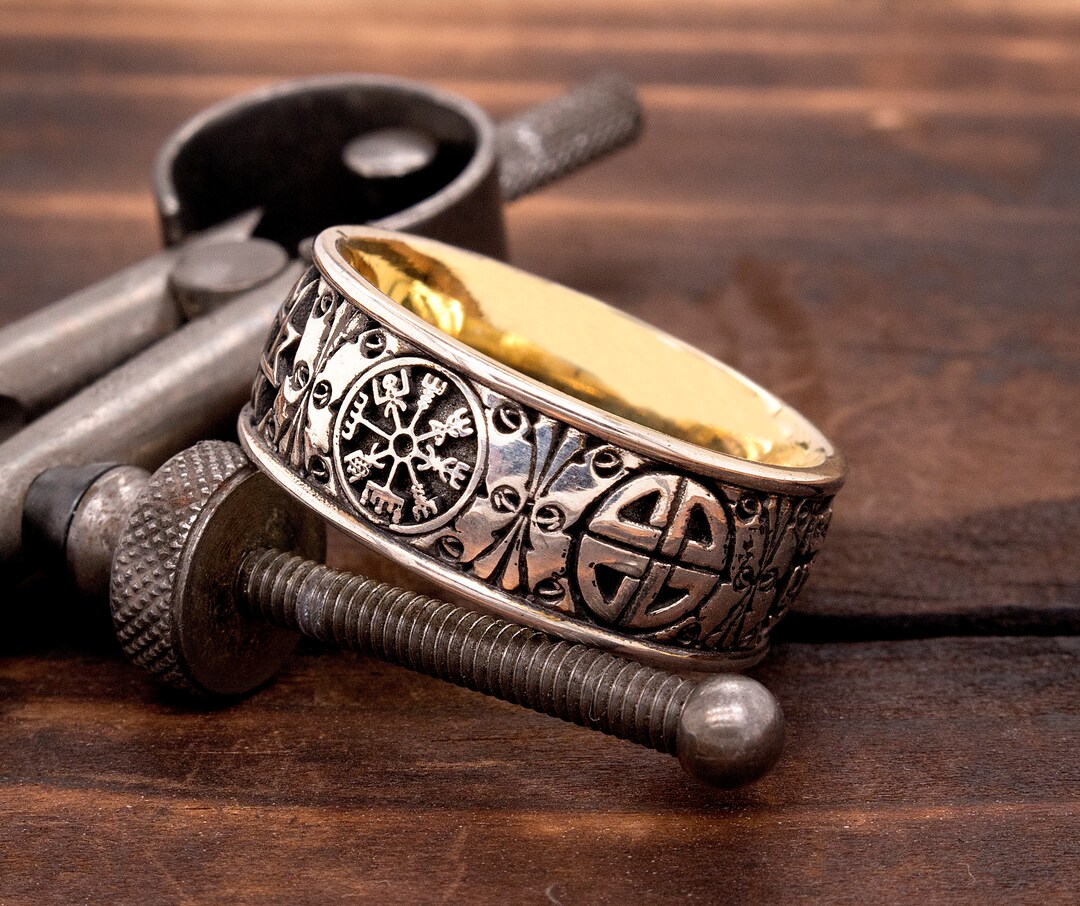 Viking Ring, Viking Wedding Ring, Norse Runes Ring, Anniversary Ring ...