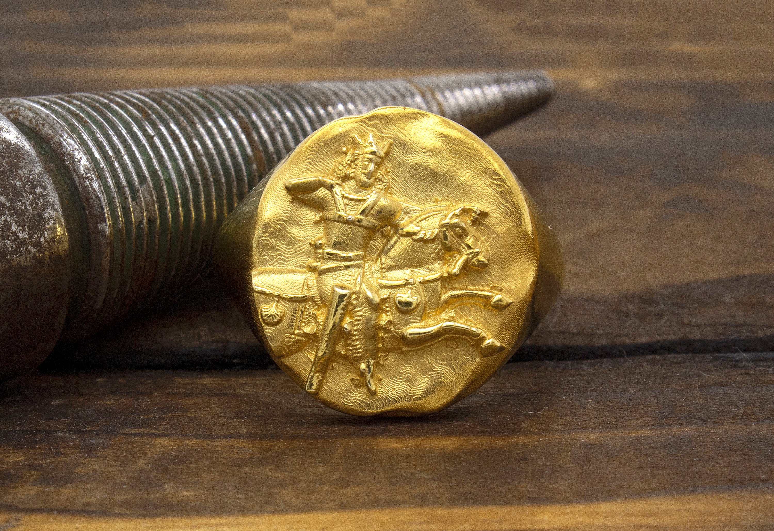 Gold Warrior Ring, Ancient Warrior Ring, Horse Ring, Solid 14k Yellow ...