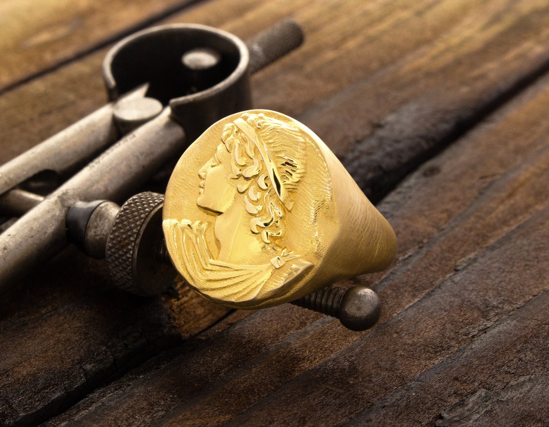 Ancient Greek Ring, Gold Men's Ring, Men's Signet Ring, Men's Gold Ring ...