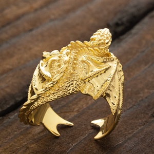 Solid Gold Dragon Ring, Mythological Fantasy Ring, Solid 14k Gold Ring ...