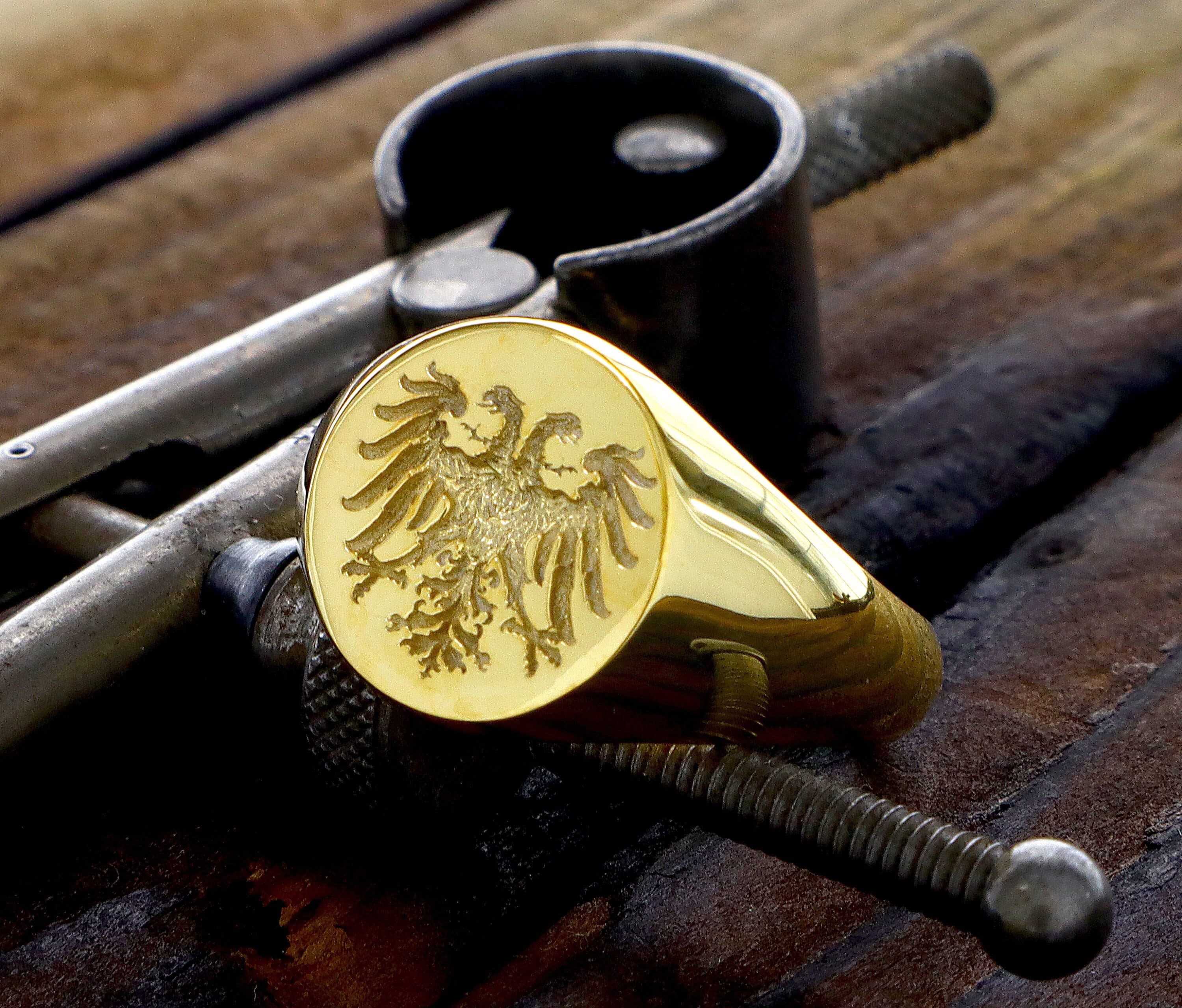 Holy Roman Empire Eagle Ring, Germanic Ring, Wax Seal Intaglio Signet ...