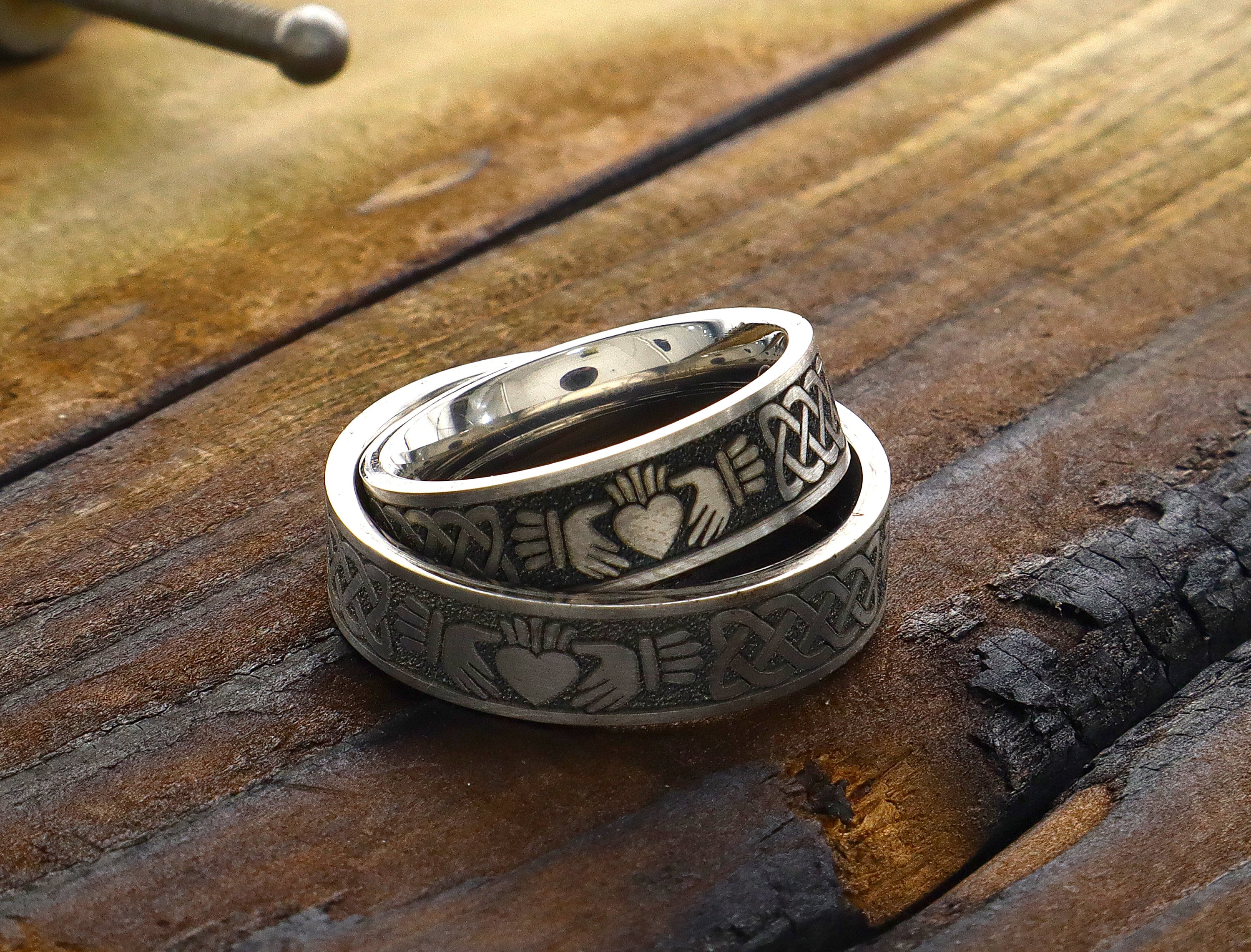 Titanium Celtic Claddagh 6mm Ring, Irish Ring, Men's Wedding Band ...