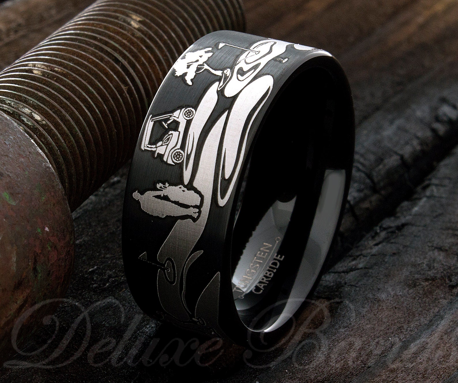 Golf Ring Tungsten Ring 9mm Black Tungsten Ring Mens - Etsy