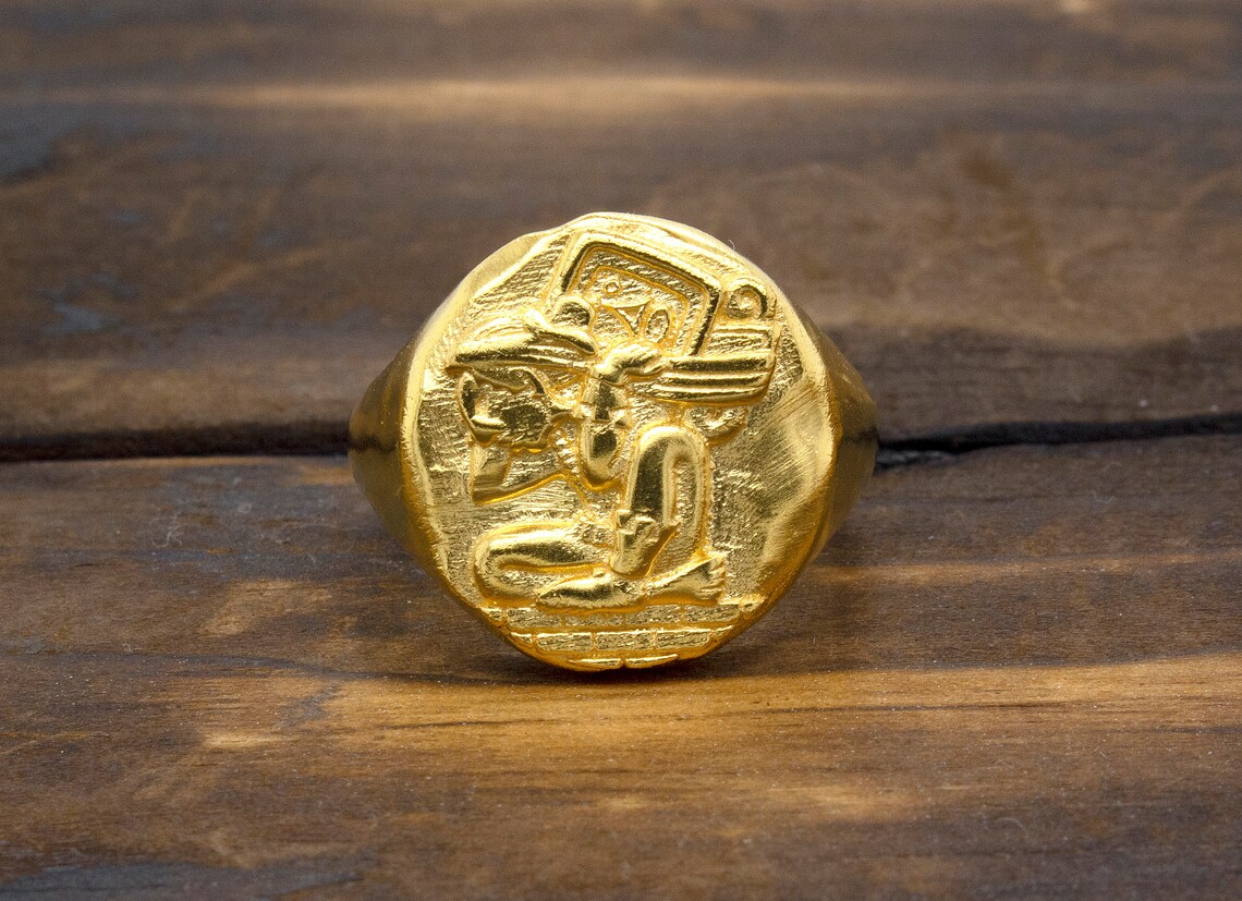 Gold Mayan Ring Mayan Calendar Ring Men's Signet Ring - Etsy