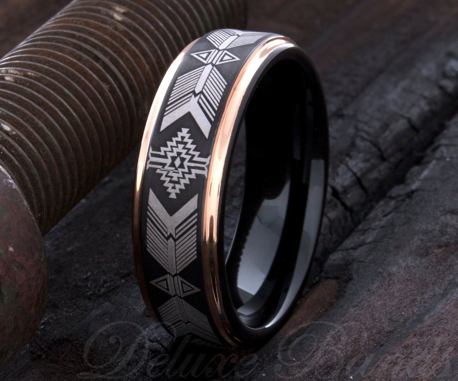 Engraved Tungsten Ring Native American Ring Southwestern | Etsy