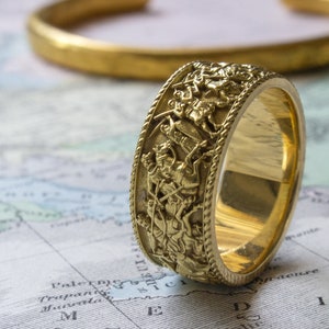 Medieval Battlefield Ring, Medieval Knight Ring, Gothic Ring, 18k Solid ...