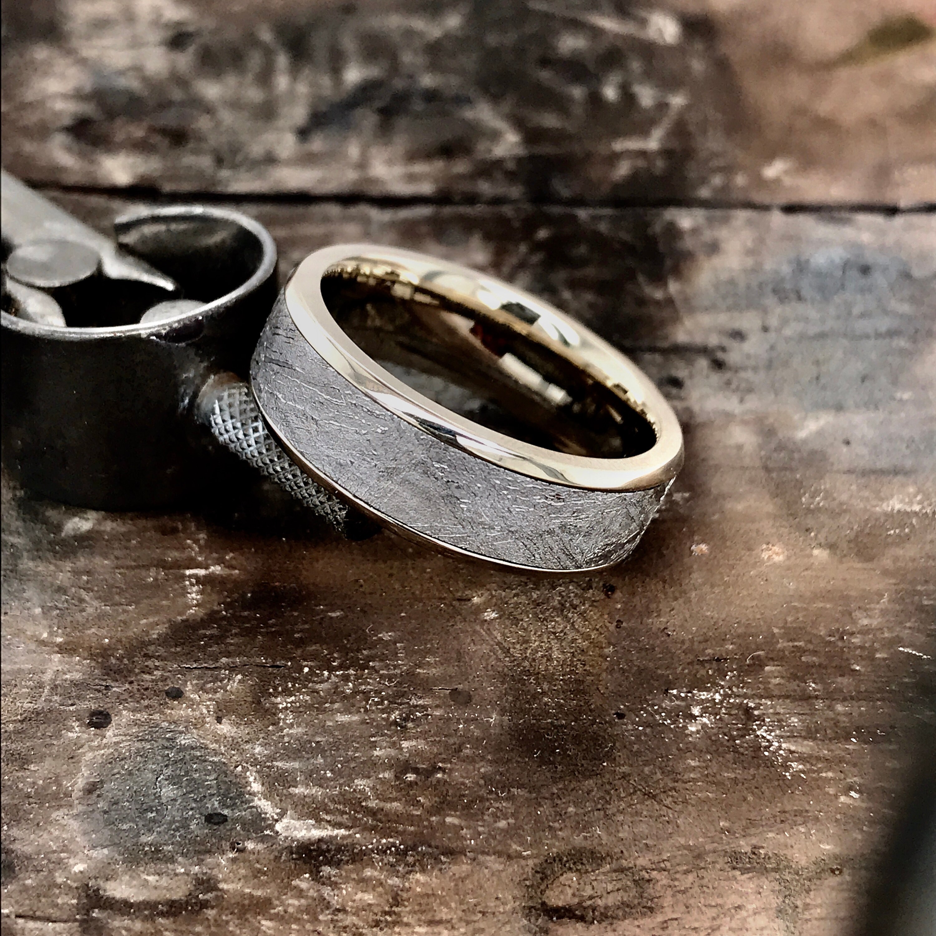 Meteorite Ring Mens Meteorite Ring Titanium Ring Mens | Etsy