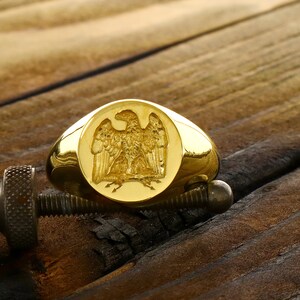 Napoleonic Eagle Ring, Napoleon Ring, Wax Seal Signet Ring, Men's Gold ...