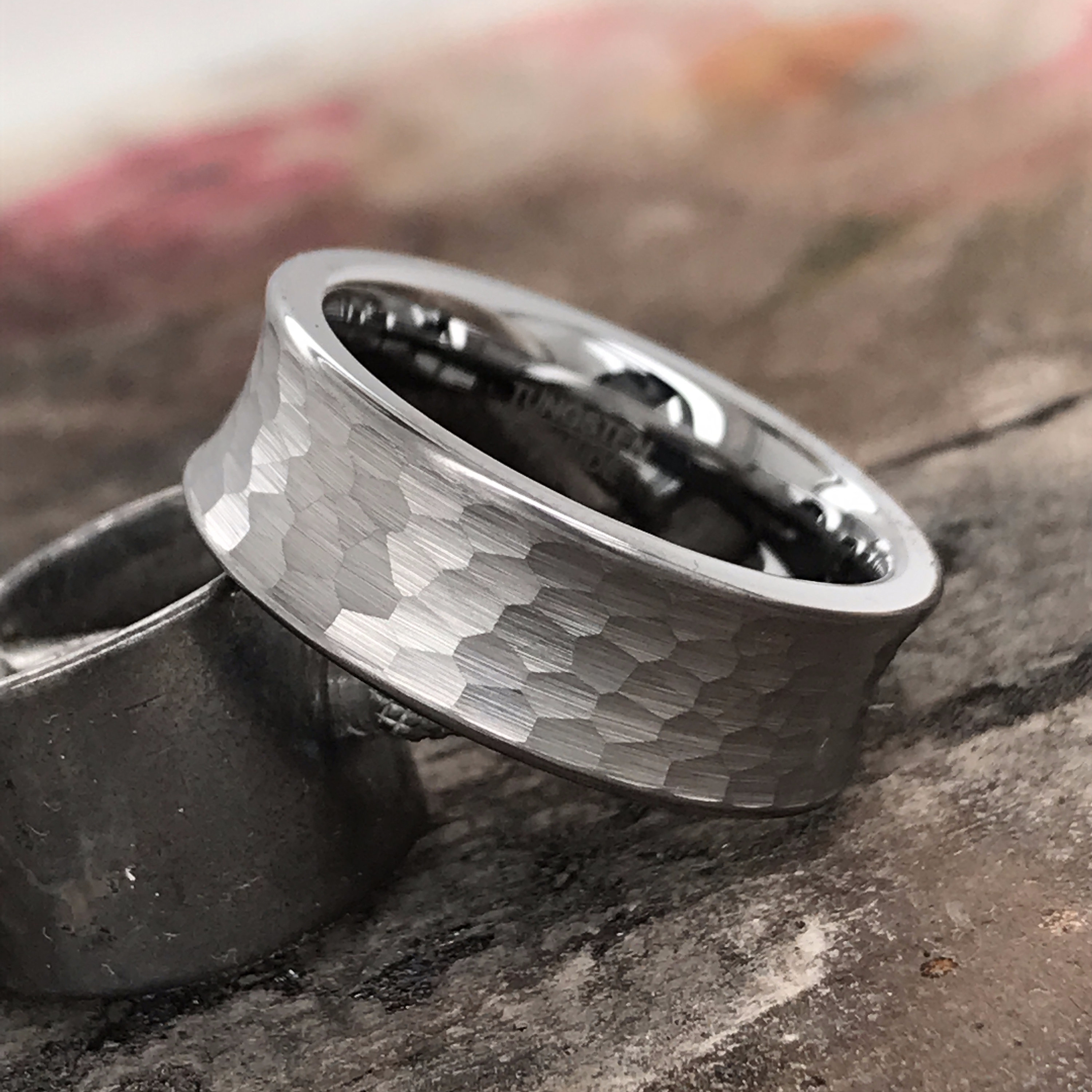 Hammered Tungsten ring 8mm Men's Ring Personalized Ring | Etsy