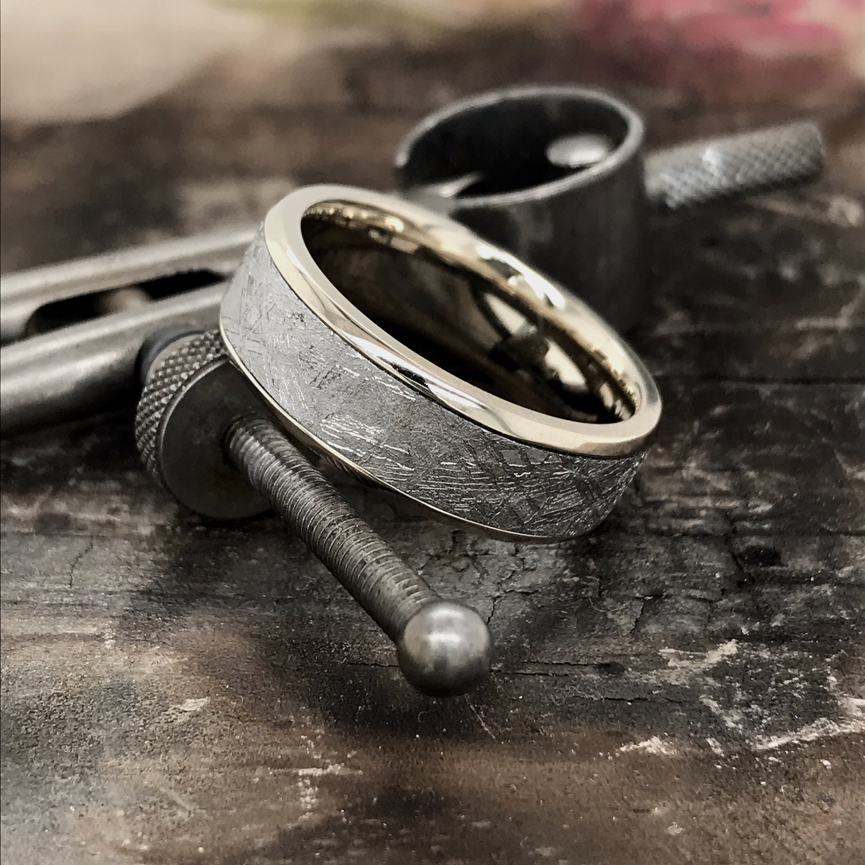 Meteorite Ring Mens Meteorite Ring Titanium Ring Mens | Etsy