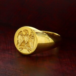 Napoleonic Eagle Ring, Napoleon Ring, Wax Seal Signet Ring, Men's Gold ...