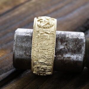 Roman Emperor Caracalla's Relief Solid Gold Ring, 10mm Solid 14k Gold ...