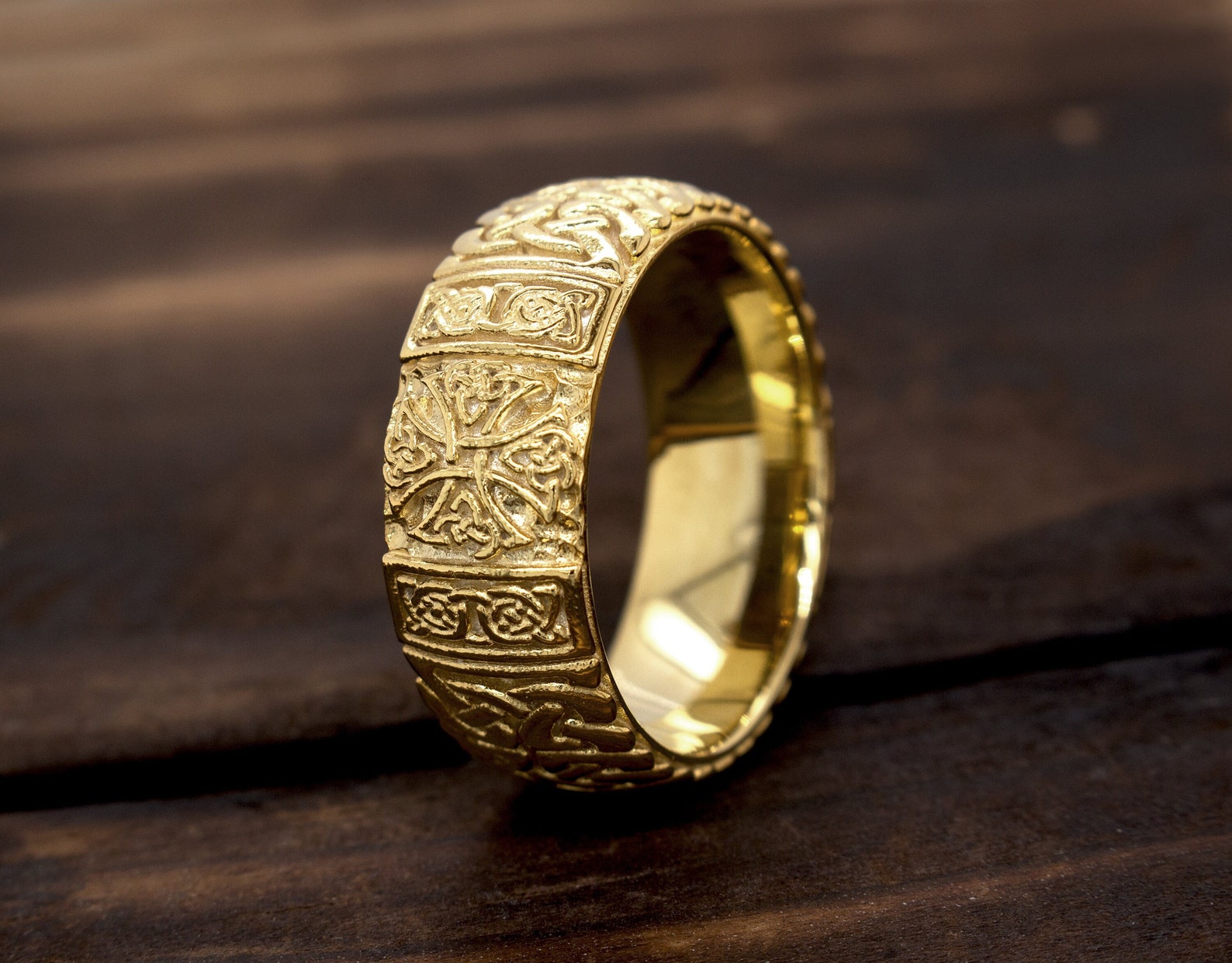 Gold Celtic Ring Celtic Cross Ring Celtic Knot Ring Irish - Etsy