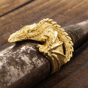 Solid Gold Dragon Ring, Mythological Fantasy Ring, Solid 14k Gold Ring ...