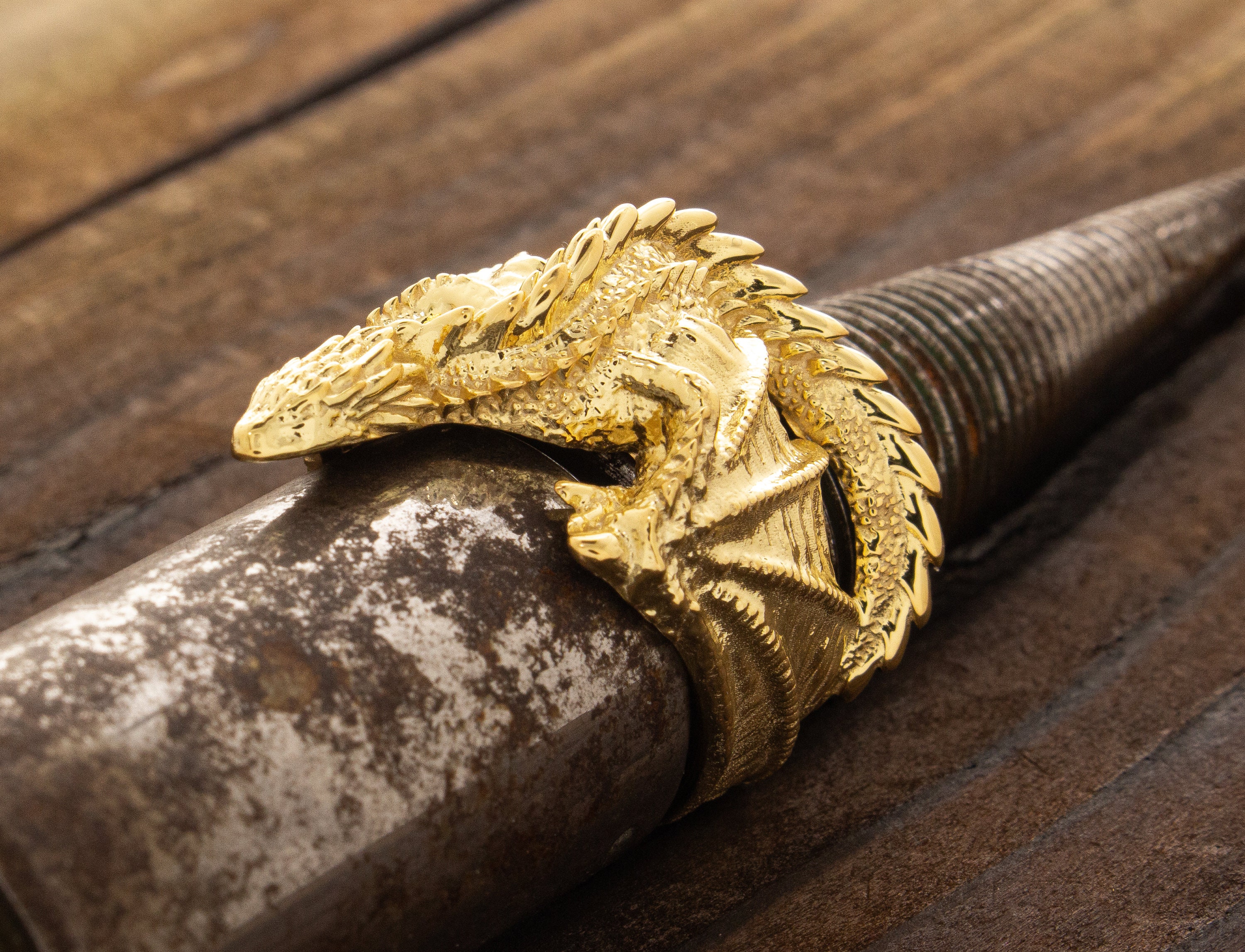 Solid Gold Dragon Ring, Mythological Fantasy Ring, Solid 14k Gold Ring ...