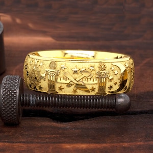 Gold Masonic Ring, Men's Gold Masonic Ring, Mason Ring, Freemason Ring ...