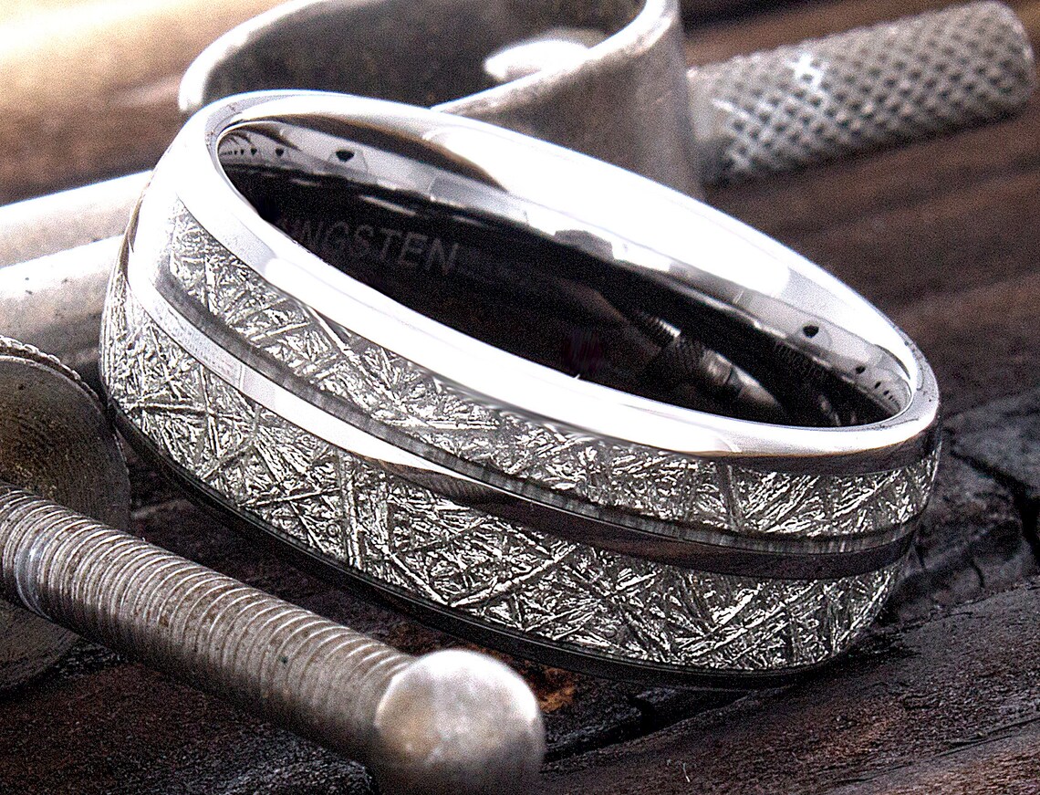 8mm Tungsten Meteorite Ring Meteorite Inlay Ring Antler - Etsy