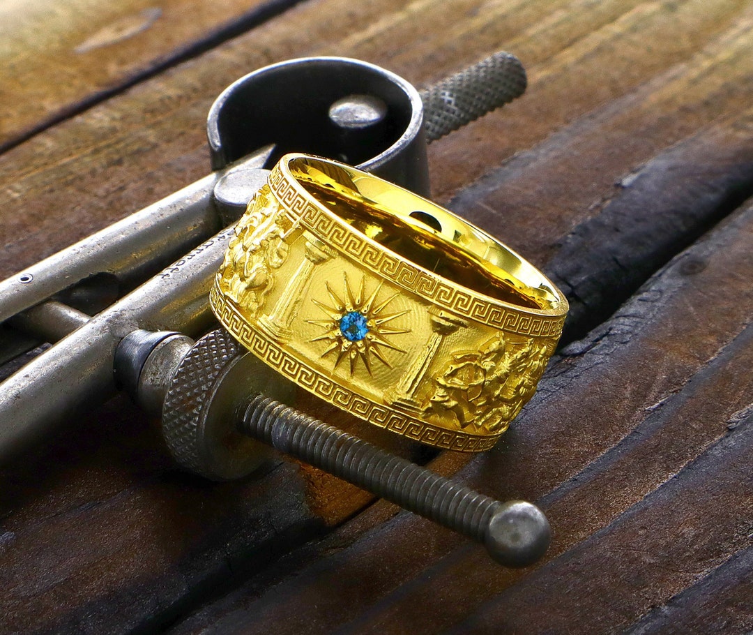 Alexander the Great Ring, Solid 18k Gold Ring, Men's Wedding Ring ...