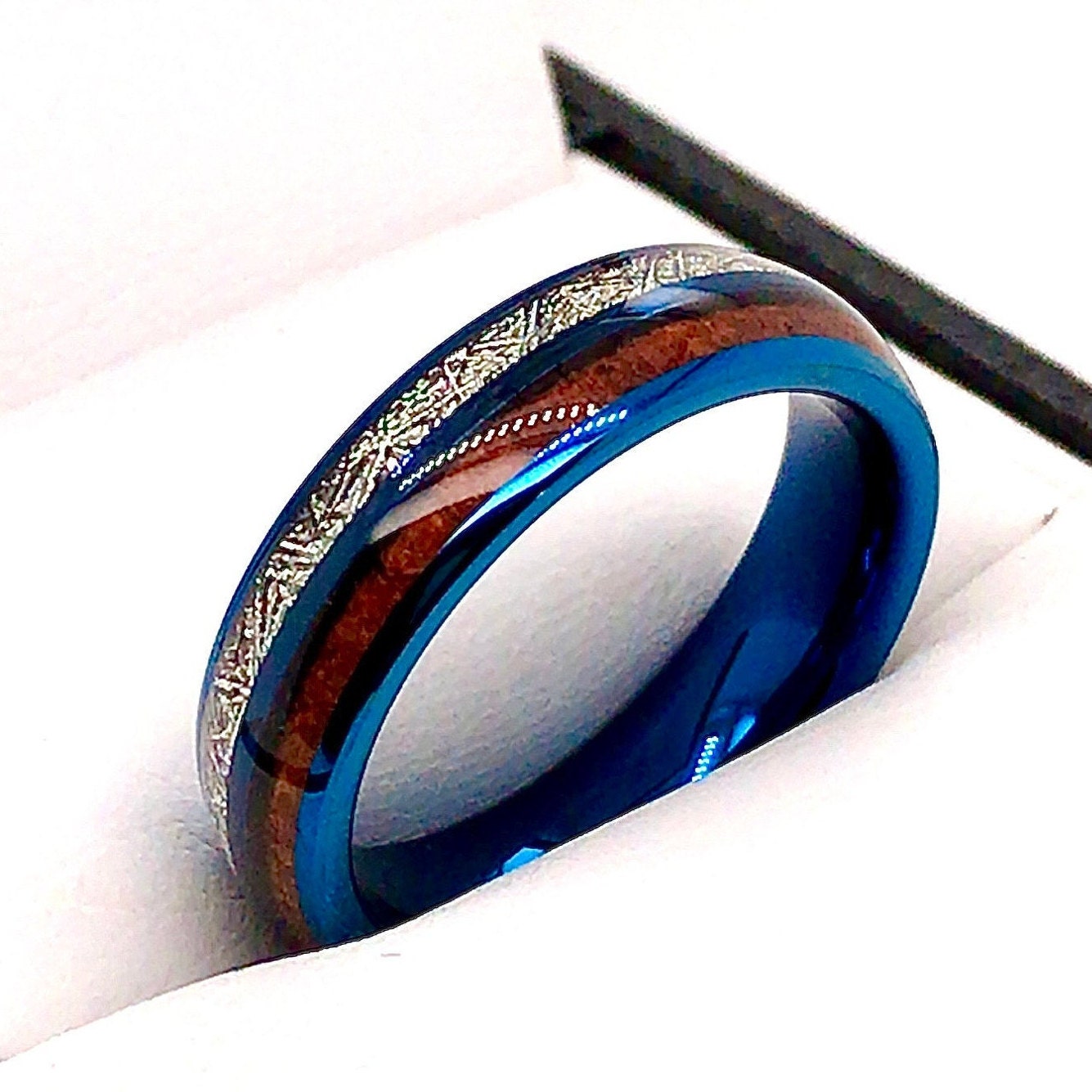 Mens Tungsten Ring Wedding Band Blue Tungsten Ring - Etsy