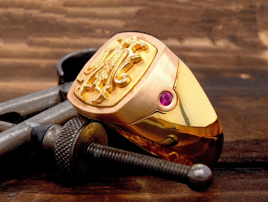 Men's Signet Ring, Initial Ring Monogram Ring, Custom Made Ring ...