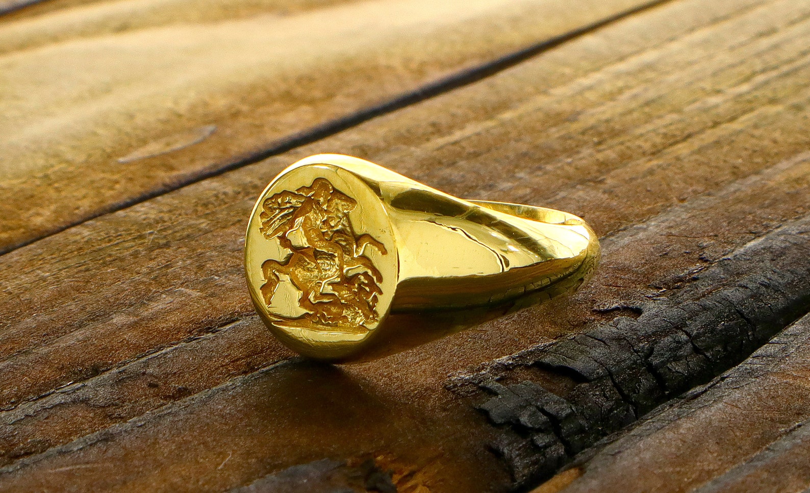 St George Dragon Slayer Ring, Saint George Ring, Wax Seal Signet Ring ...