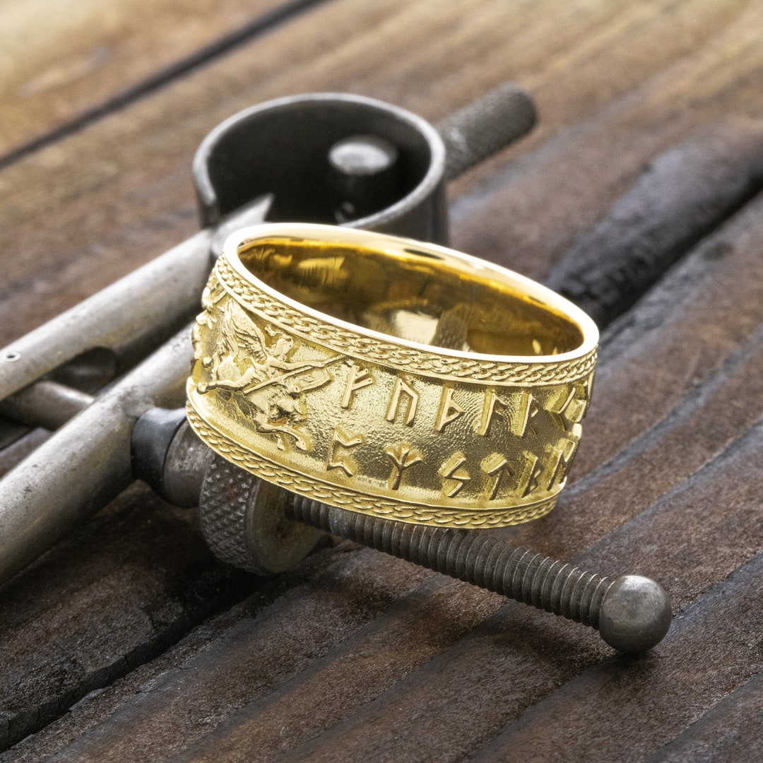 Valkyrie Ring, Viking Ring, Gold Norse Ring, Warrior Ring, 10mm Solid ...