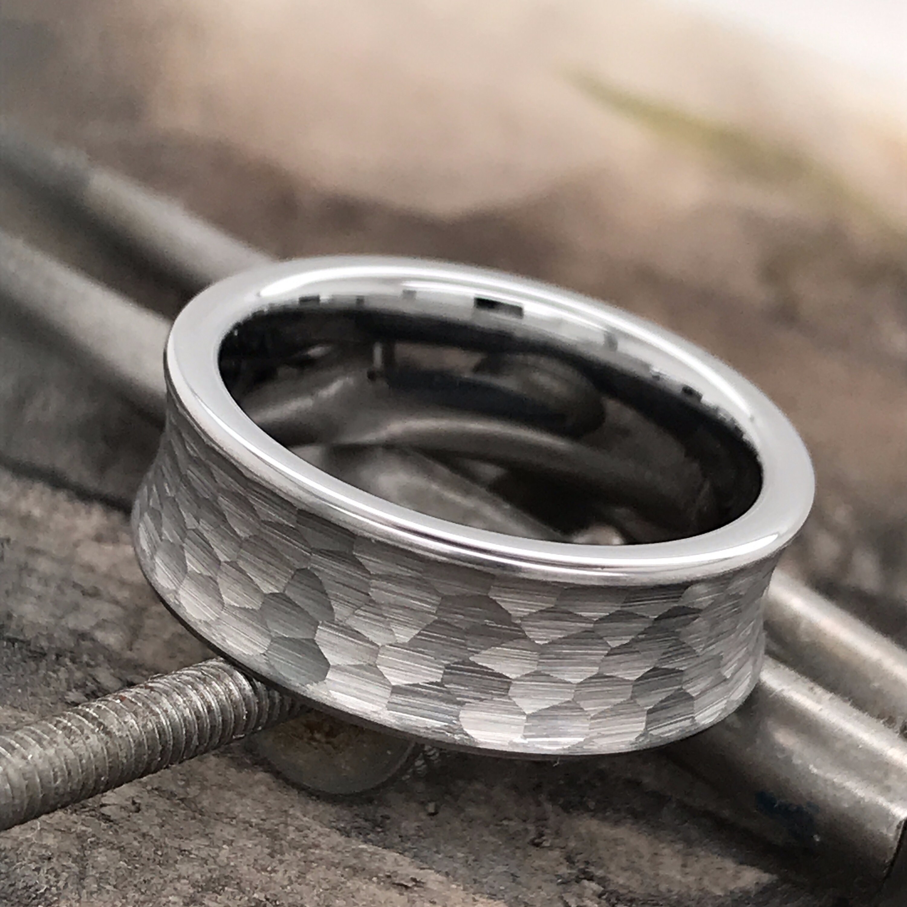 Hammered Tungsten ring 8mm Men's Ring Personalized Ring | Etsy