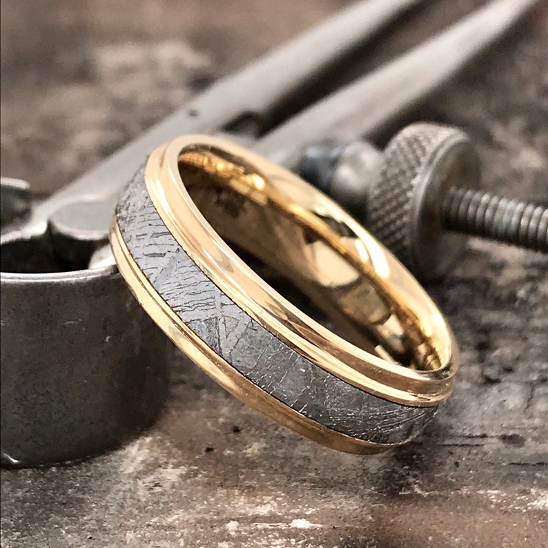Gold Meteorite Ring Mens Meteorite Ring Meteorite Ring | Etsy
