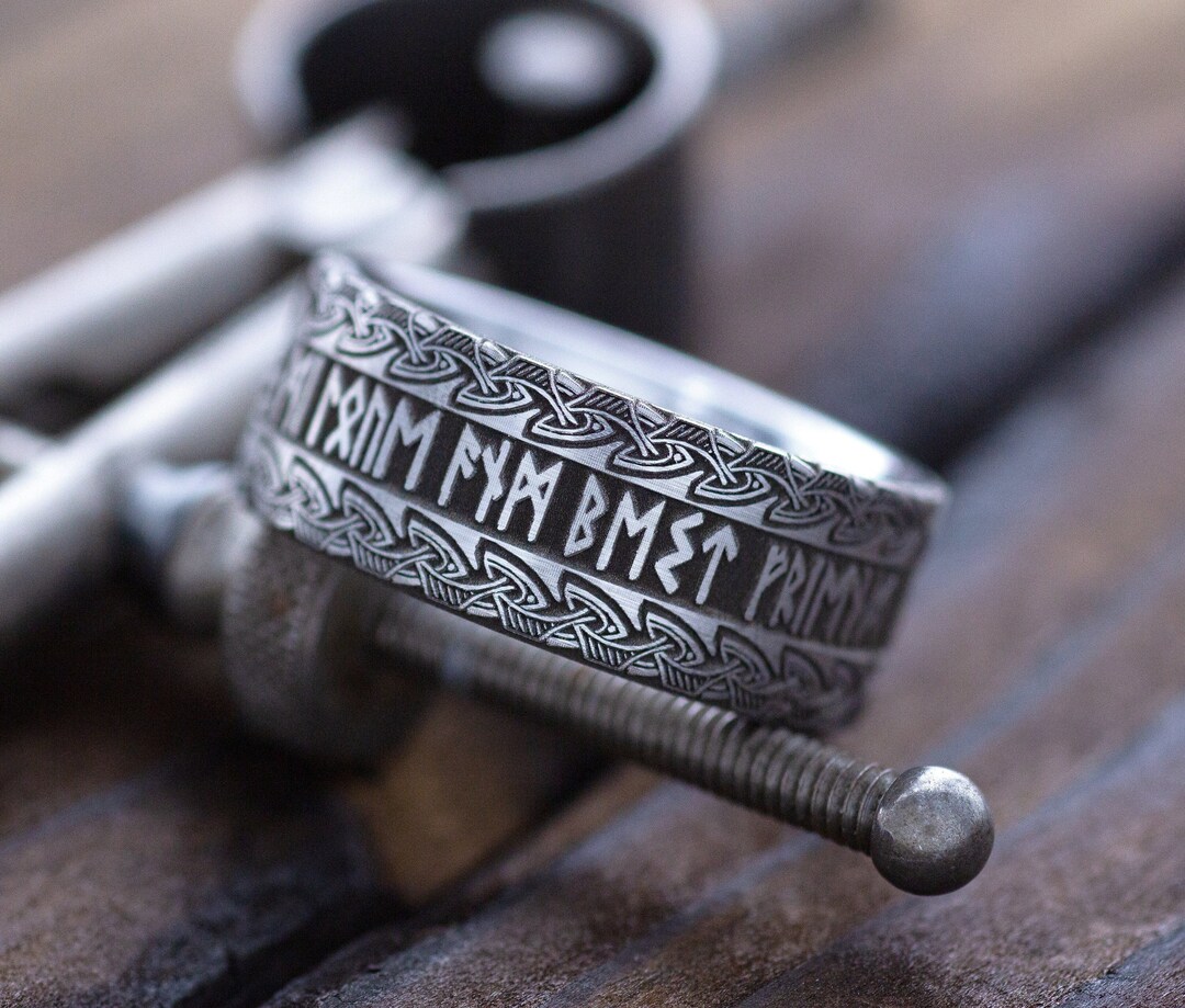 Viking Battle Ring With Shield and Axes, 9mm Tungsten Ring With Norse ...