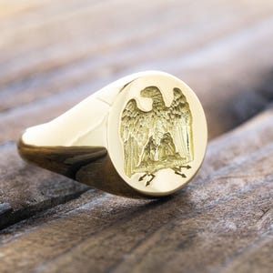 Napoleonic Eagle Ring, Napoleon Ring, Wax Seal Signet Ring, Men's Gold ...