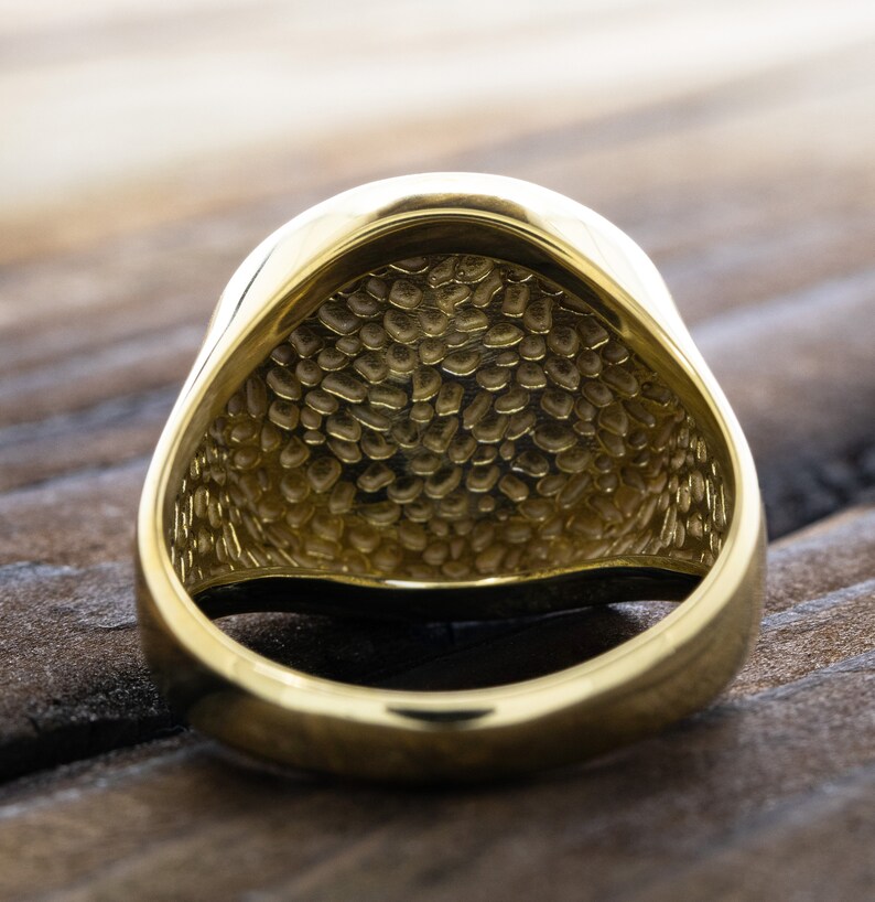 Janus Solid Gold Signet Ring, 14k Yellow Gold Signet Ring, Handmade ...