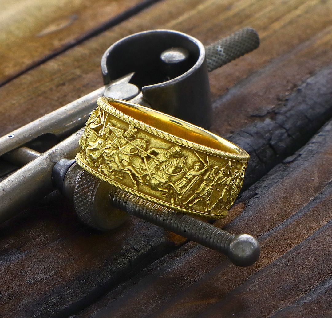 Medieval Battlefield Ring, Medieval Knight Ring, Gothic Ring, 18k Solid ...