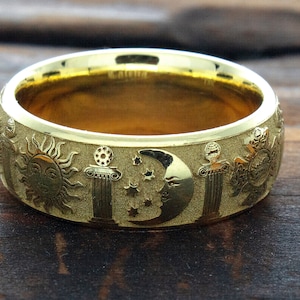 Masonic Ring, Men's 14k Gold Masonic Ring, Mason Ring, Freemason Ring ...