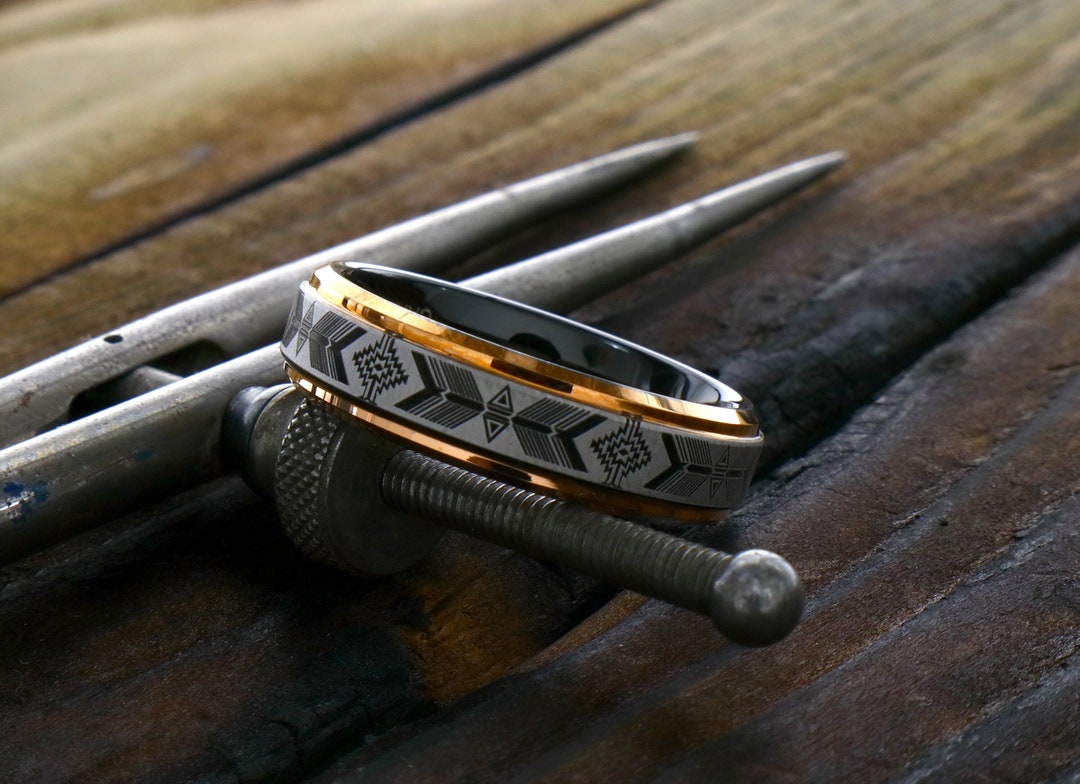 Tribal Ring, Native American Ring, Southwestern Ring, Men's Tungsten ...