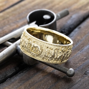 Roman Emperor Caracalla's Relief Solid Gold Ring, 10mm Solid 14k Gold ...