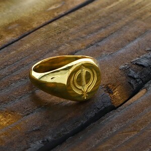 Sikh Khanda Gold Ring, Solid Gold Wax Seal Signet Ring, Gift for Him ...