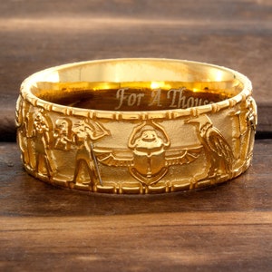 Egyptian Gold Ring, Hieroglyphic Ring, Ancient Ring, Cartouche Ring ...