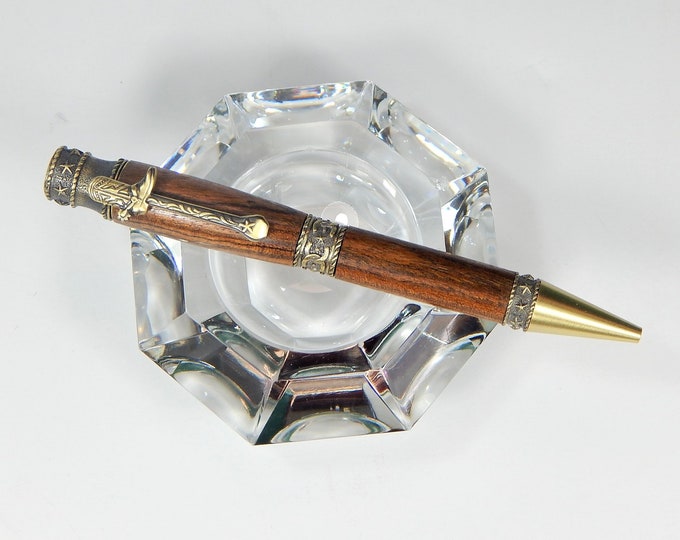 Hand Turned Twist Pen Cowboy Western Texas Star Antique Brass Finish ...