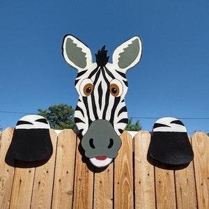 Jumbo Zebra Fence Peeker Yard Art Garden Zoo Preschool Kindergarten ...