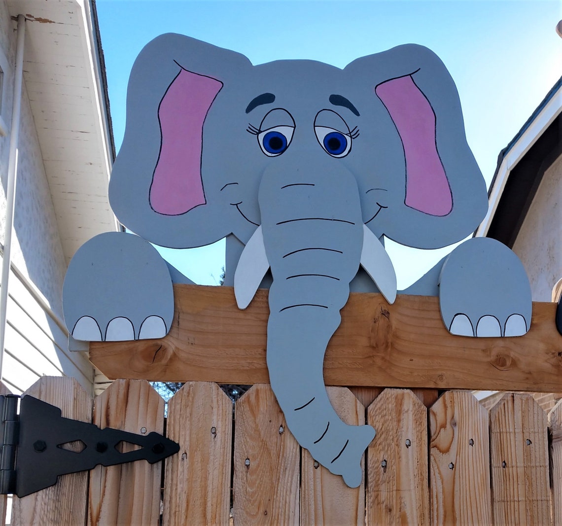 Elephant Fence Peeker Yard Art Garden Playground Outdoor Yard - Etsy