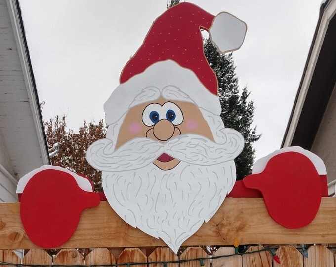 Jumbo Santa Claus Christmas Fence Peeker Outdoor Holiday Decoration 27 ...