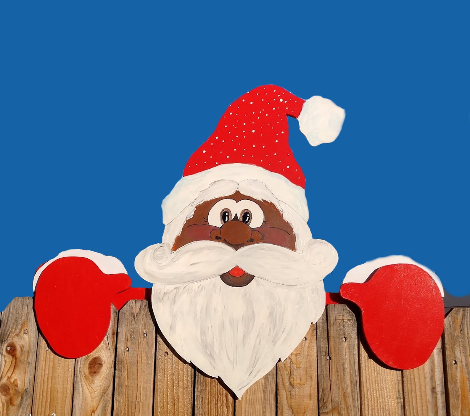 Jumbo Santa Claus Christmas Fence Peeker Outdoor Holiday - Etsy