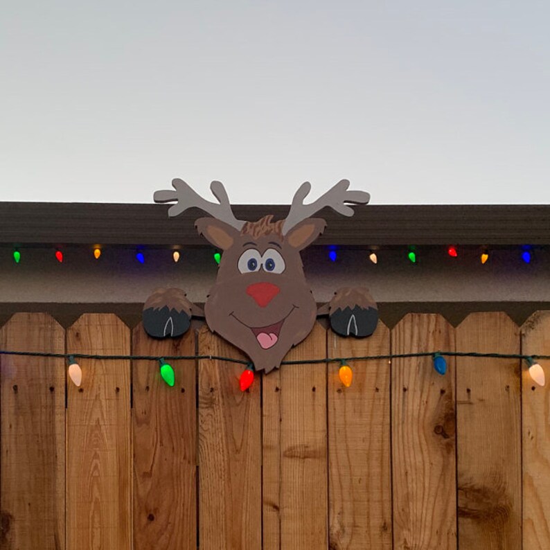 Rudolph the Red Nosed Reindeer Christmas Fence Peeker Peeper - Etsy