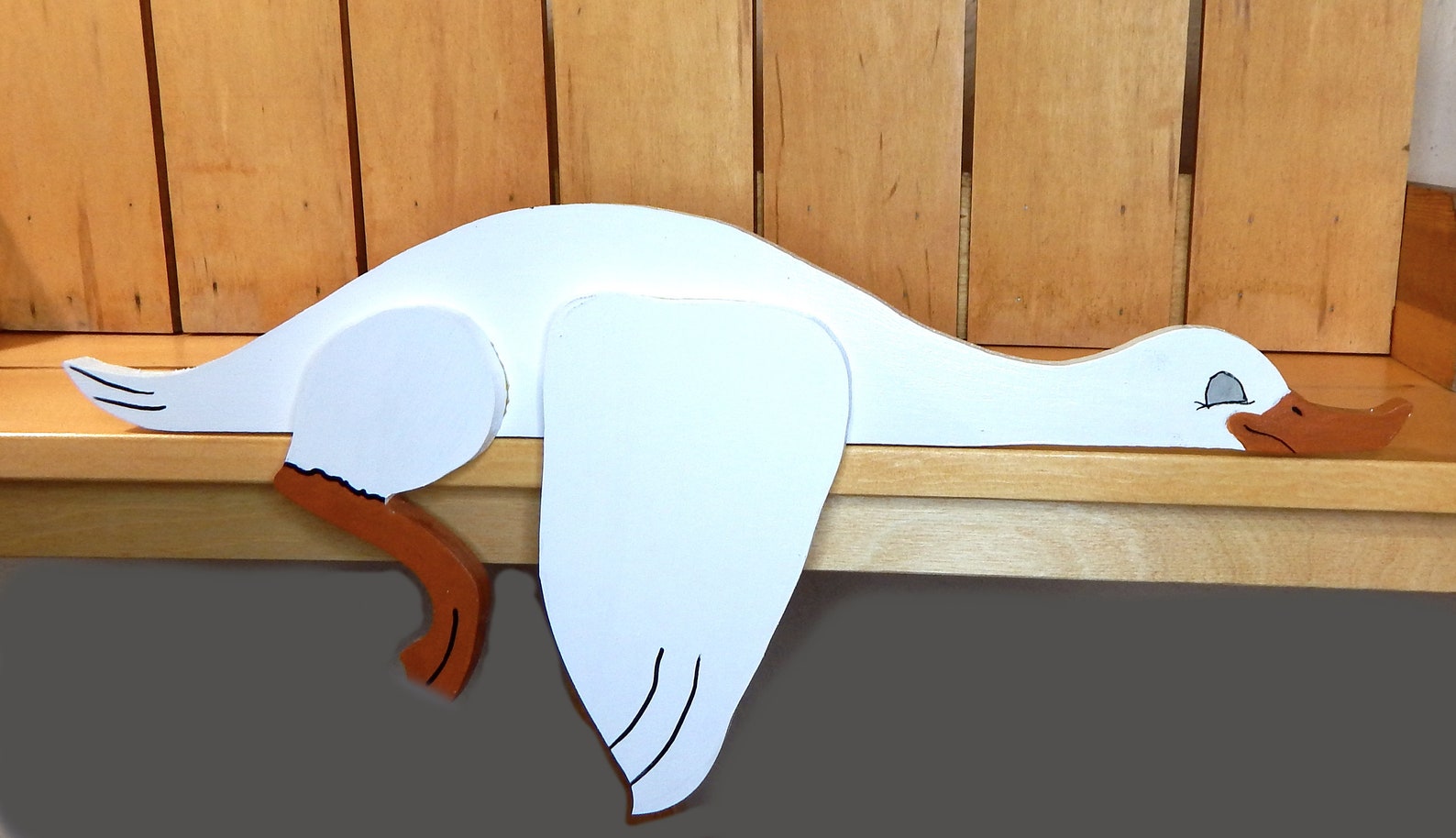 Lazy White Duck Shelf or Fence Sitter Yard Art Garden - Etsy