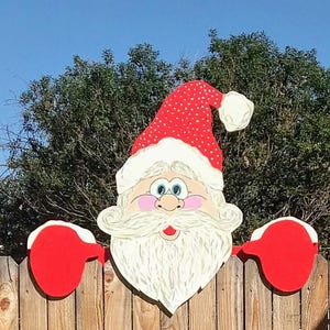 Jumbo Santa Claus Christmas Fence Peeker Outdoor Holiday Decorative ...